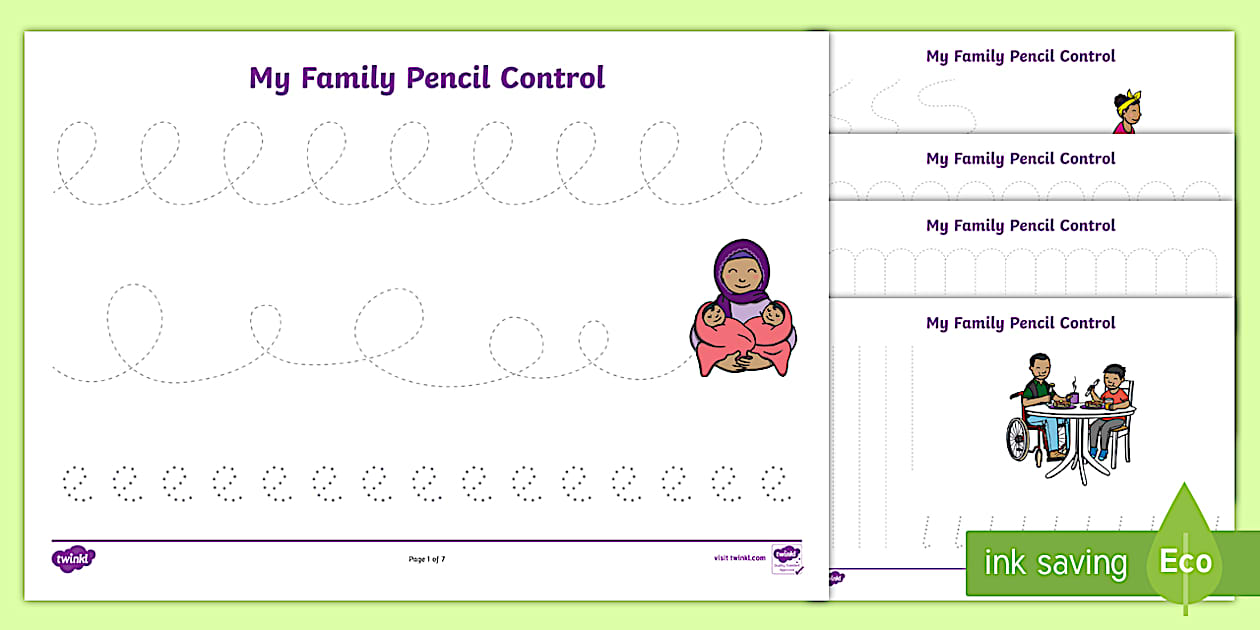 My Family Pencil Control Worksheet / Worksheets - Twinkl