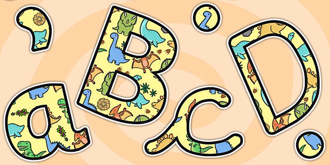 Cursive Cute Dinosaur Themed A4 Display Lettering - Twinkl