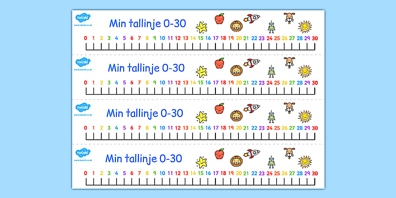 Swedish Number Line 0-30 (Teacher-Made) - Twinkl