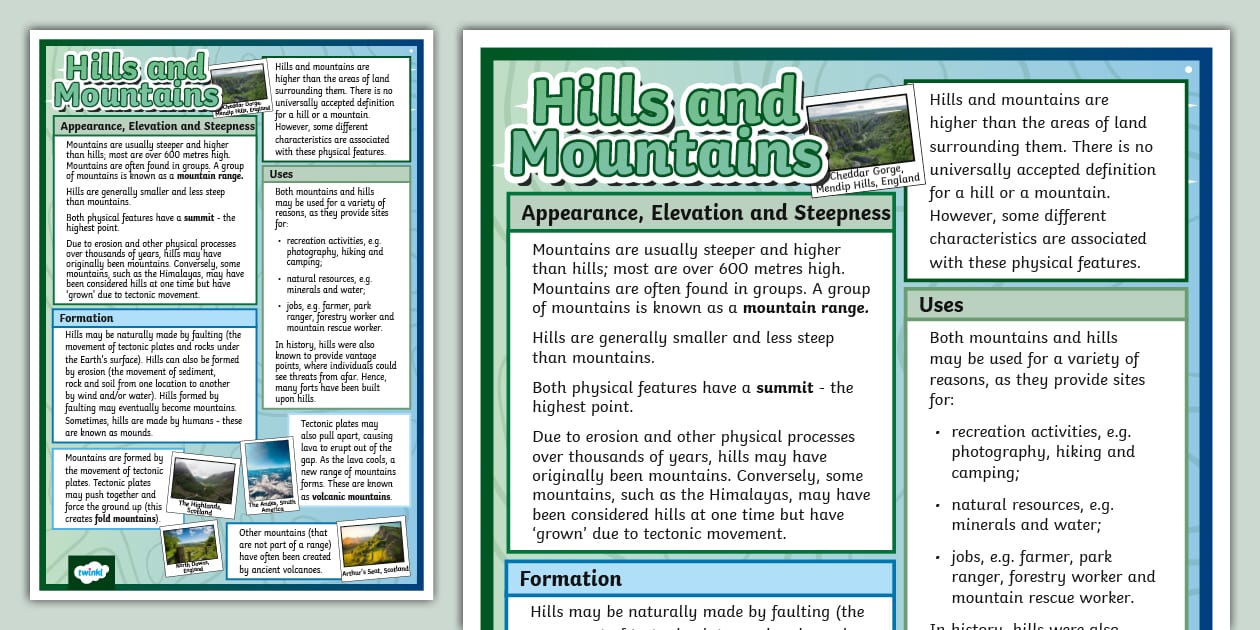 Hills and Mountains Information Poster (teacher made)