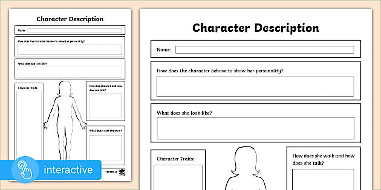 Interactive PDF: Female Character Description Worksheet