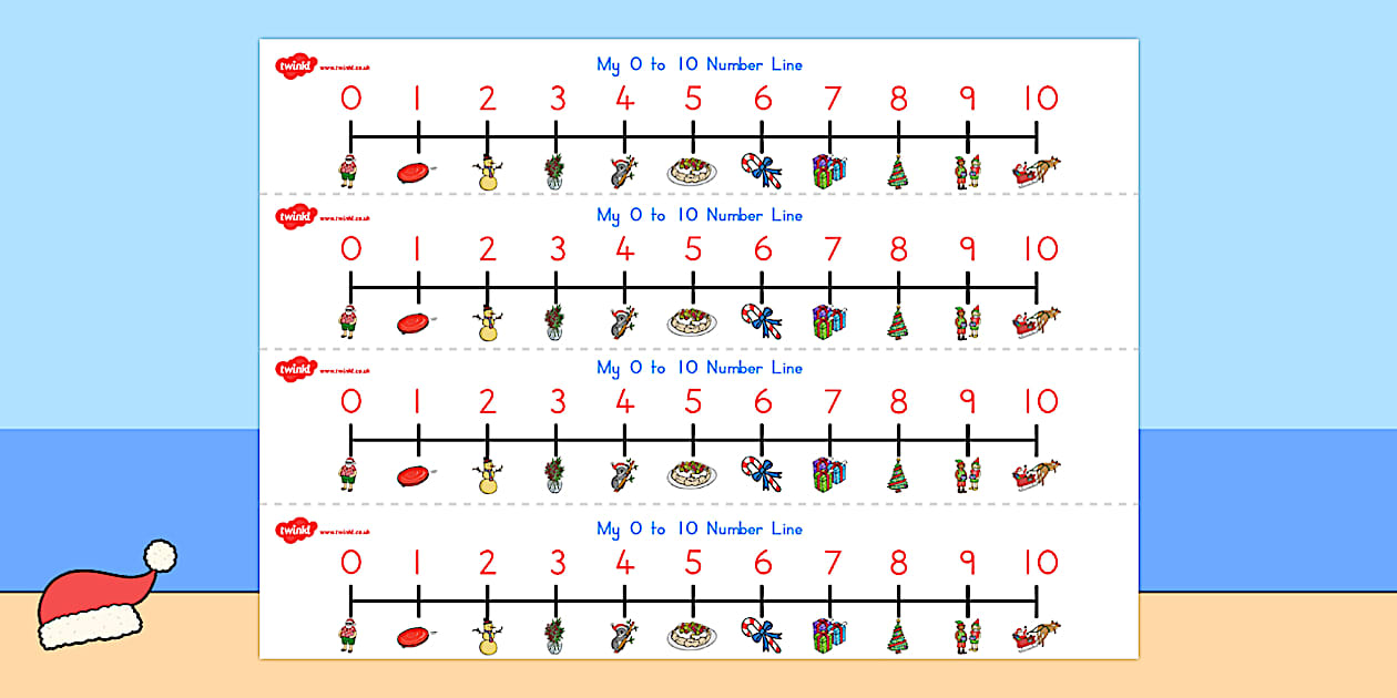 Christmas Number lines 0-10 (teacher made) - Twinkl