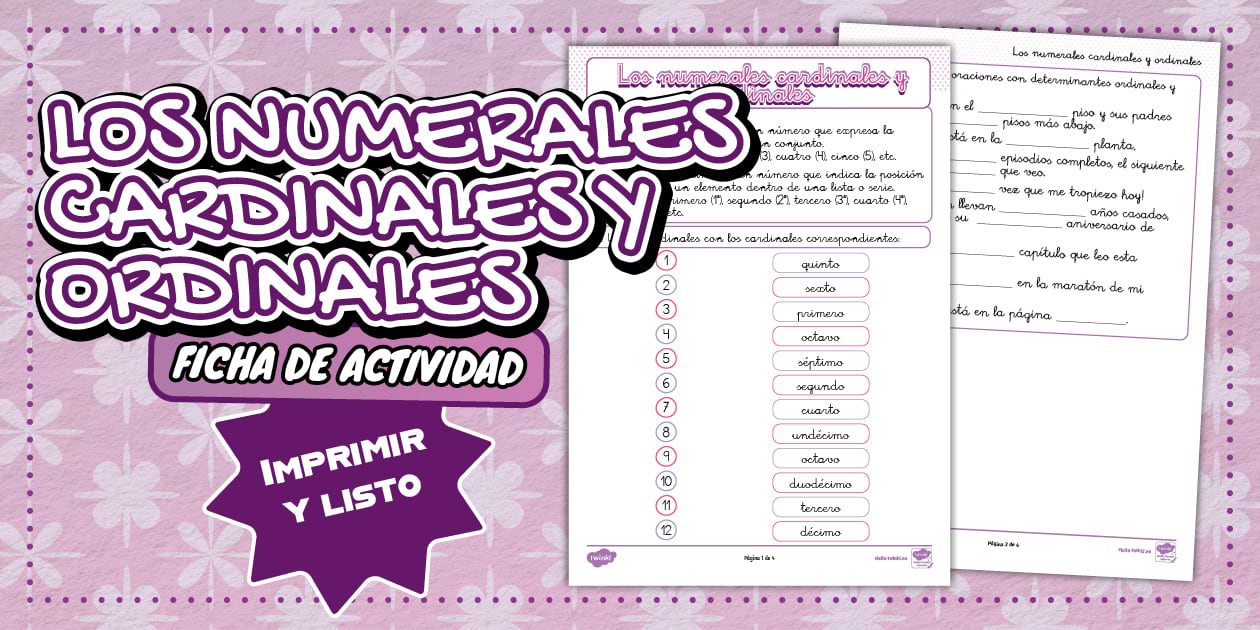 Ficha de actividad: Los numerales cardinales y ordinales