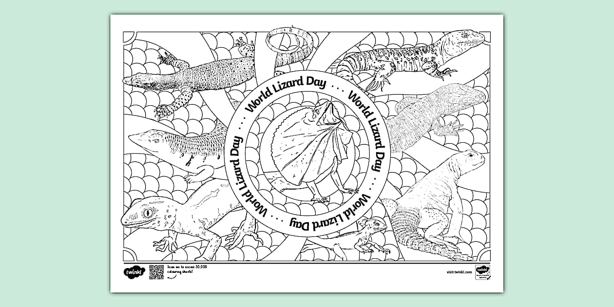 World Lizard Day Colouring Montage (teacher made) - Twinkl