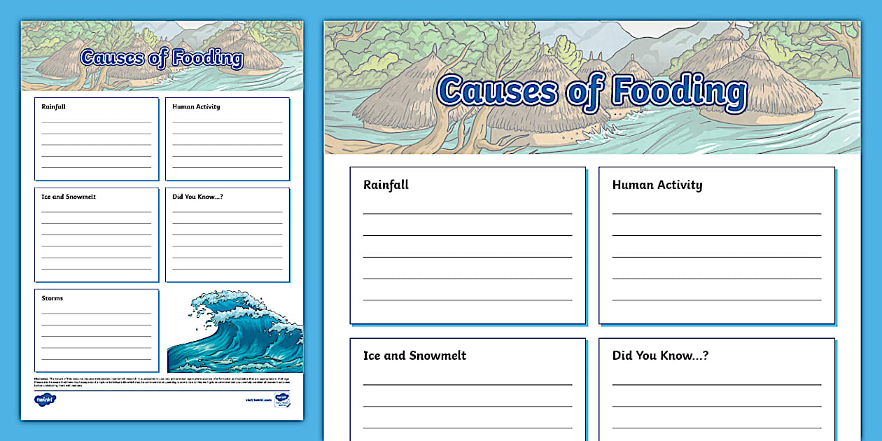 Causes of Flooding Fact File Template (teacher made)