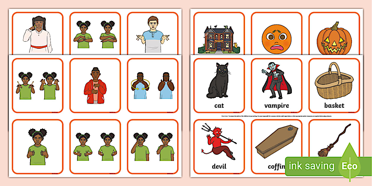 Auslan Halloween Matching Cards