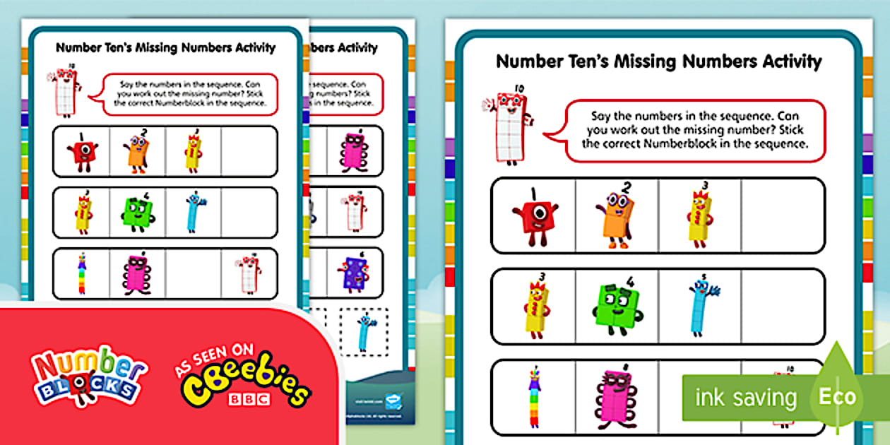 👉 Numberblocks: Number 10's Missing Numbers Activity