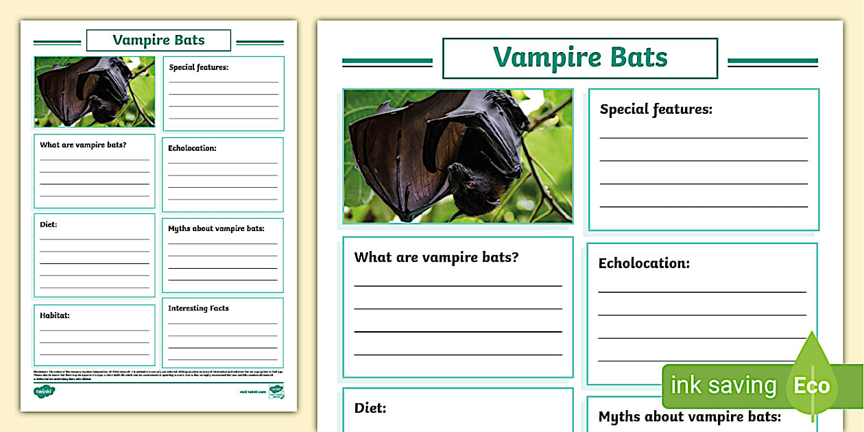 Vampire Bats Fact File Template (Teacher-Made) - Twinkl