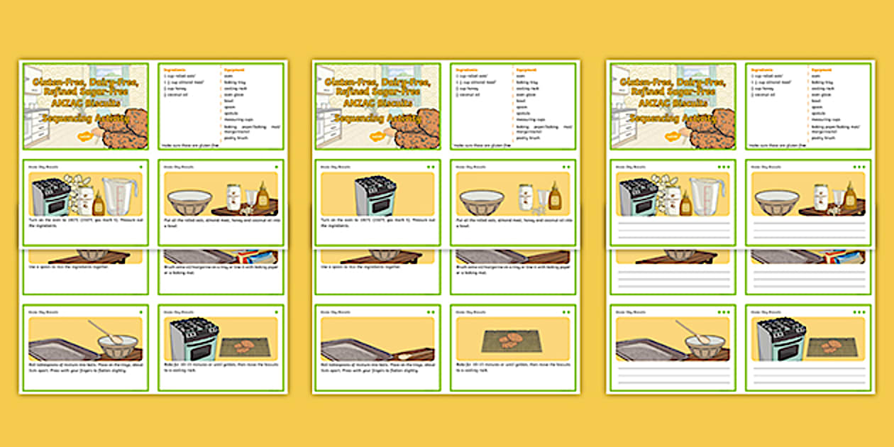Gluten, Dairy, Refined Sugar-Free Anzac Biscuit Recipe Cards