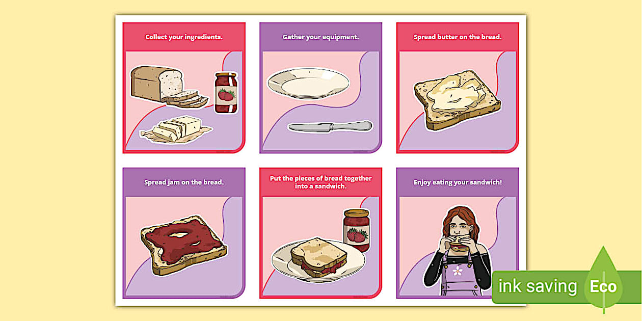 Older Learners: Making a Jam Sandwich Sequencing Cards