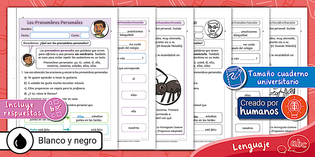 Pronombres Personales | Lenguaje | Guía de Trabajo | 3°
