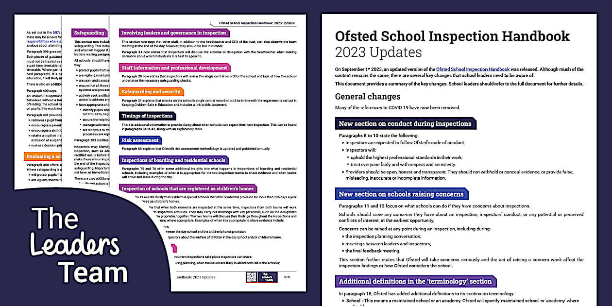 Ofsted School Inspection Handbook: 2023 Updates - Leaders