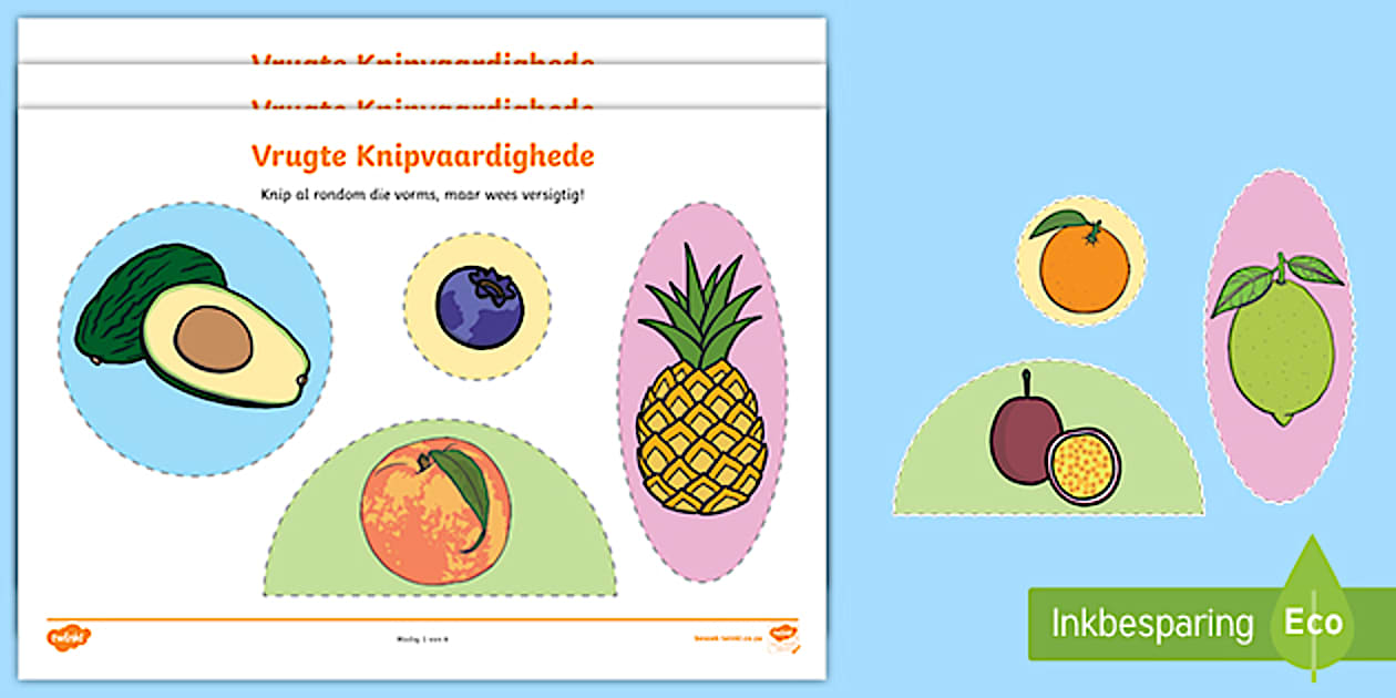 Vrugte-tema Knipvaardighede Aktiwiteit (teacher made)