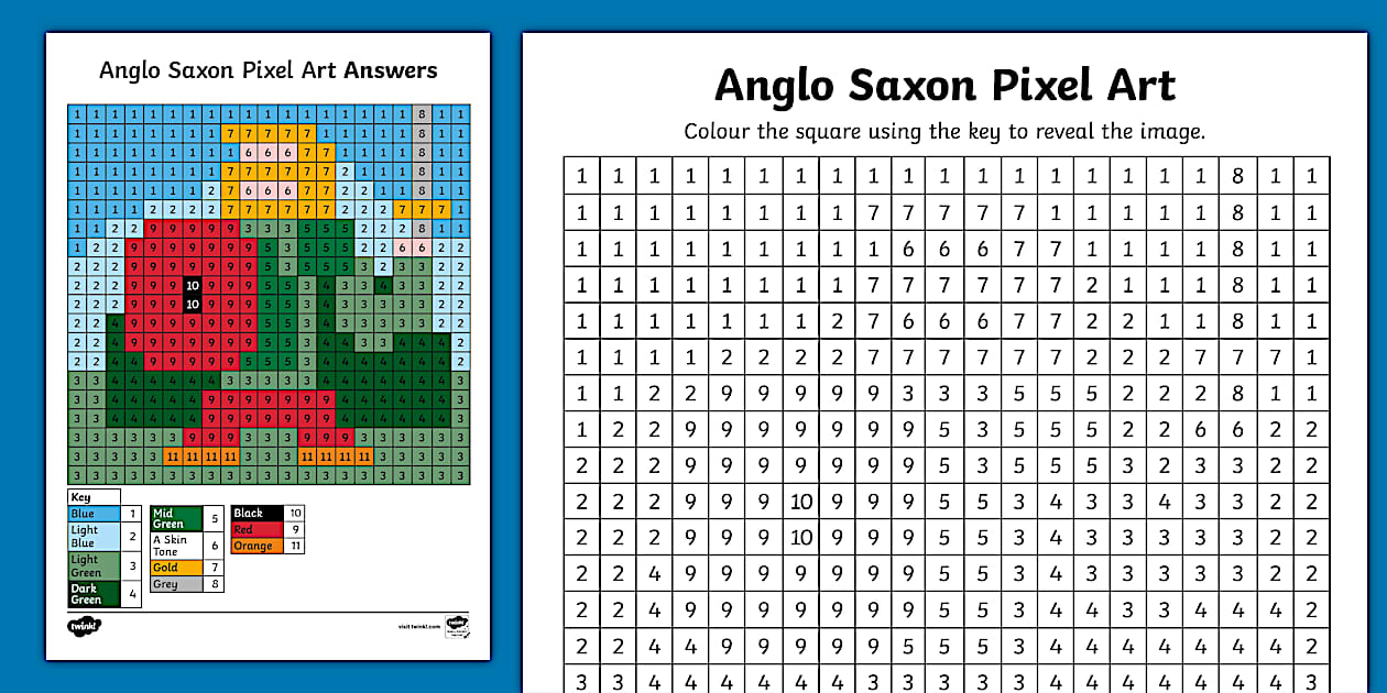 Anglo Saxon Pixel Art Template (teacher made) - Twinkl