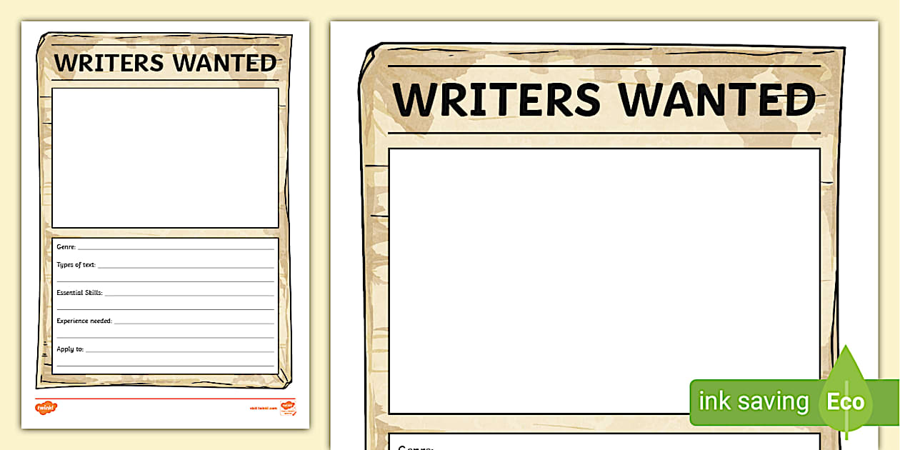 KS2 Writer Wanted Poster (teacher made) - Twinkl