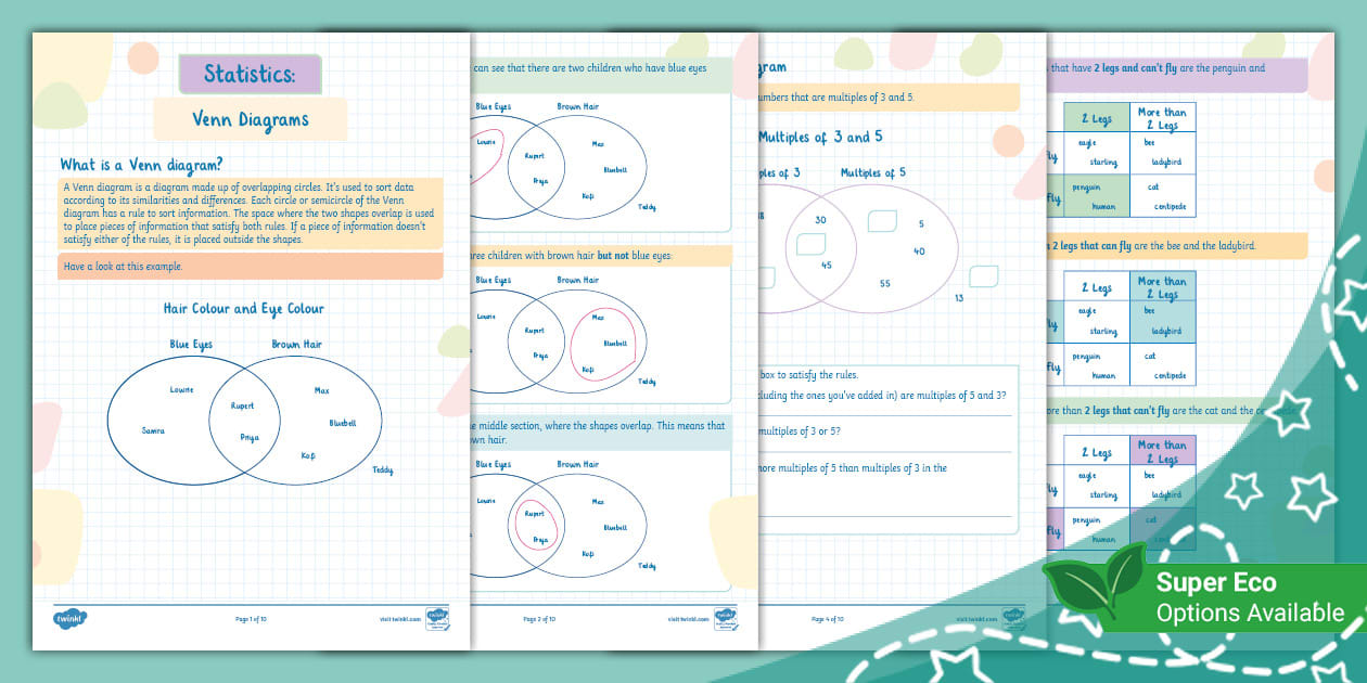 Statistics: Venn Diagrams and Carroll Diagrams (Ages 8 - 9)
