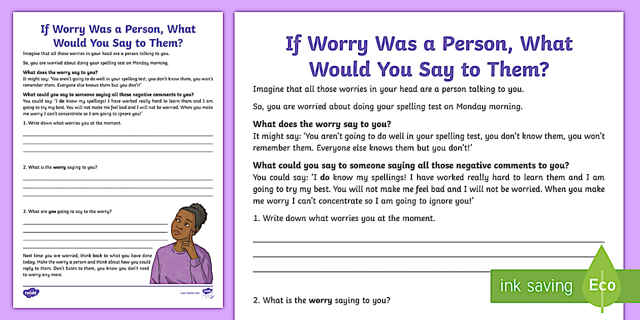 If Worry Was a Person Worksheet / Worksheet - Twinkl