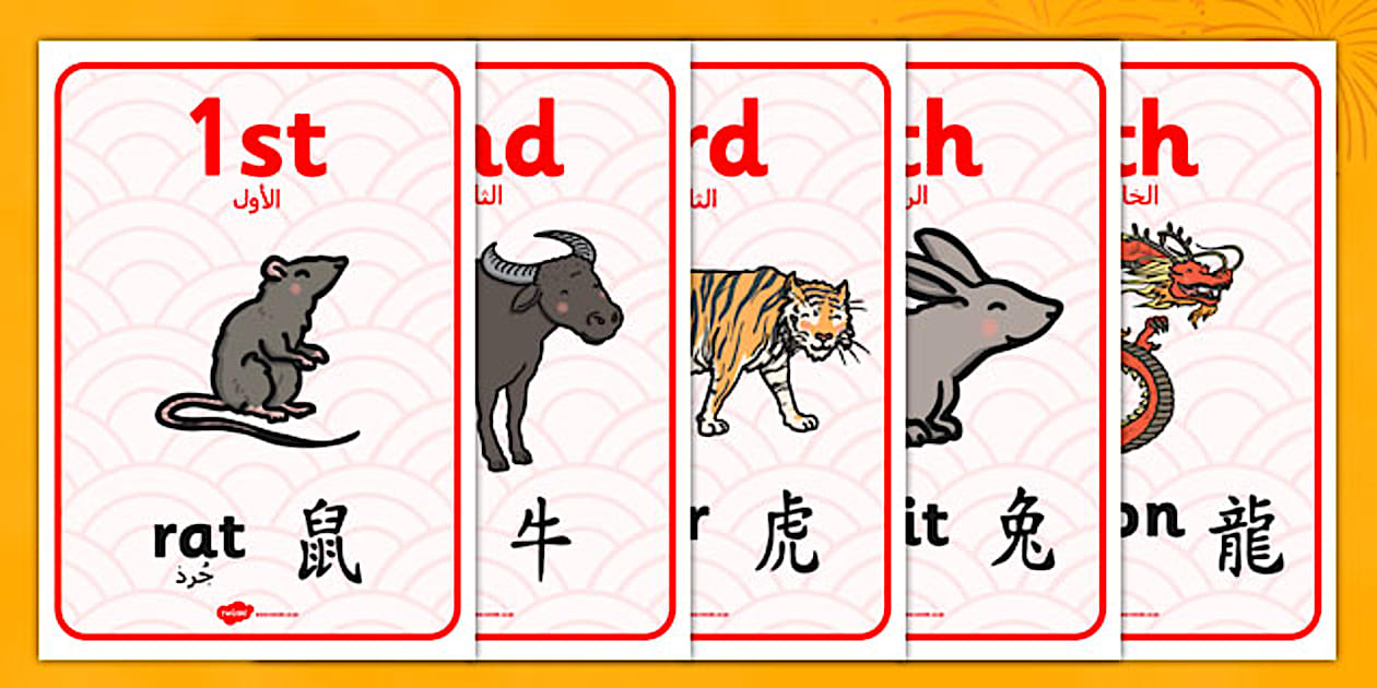 لوحات عرض السنة الصينية الجديدة ترتيب سباق الحيوانات - وسائل