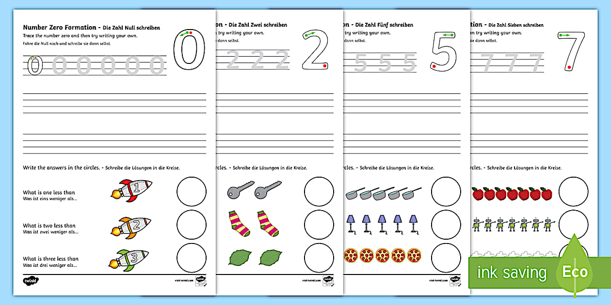 Number Formation Worksheet / Worksheets (0-9) (teacher made)