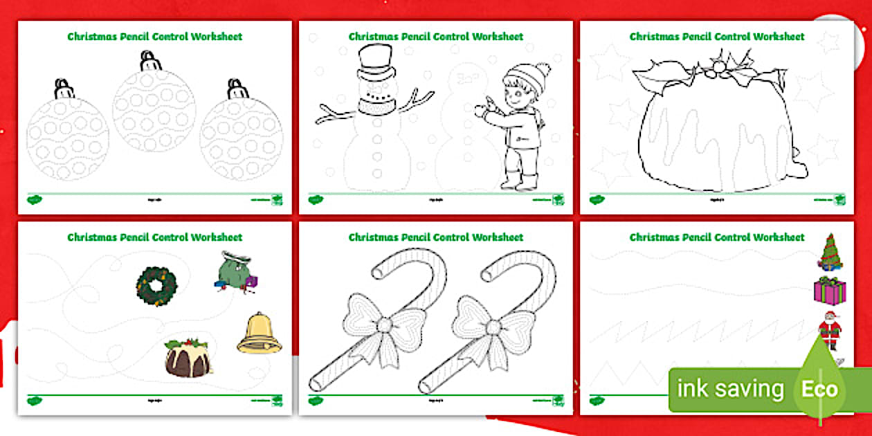 Christmas Pencil Control Sheets