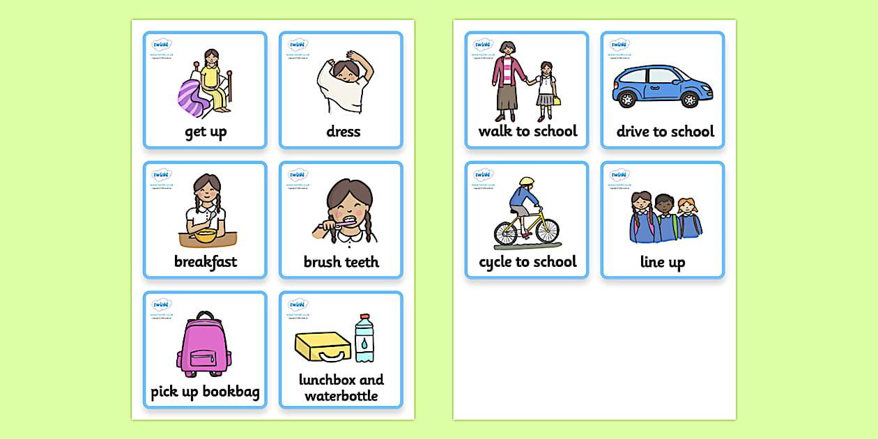 Visual Timetable (Getting Ready For School - Girls) - Twinkl