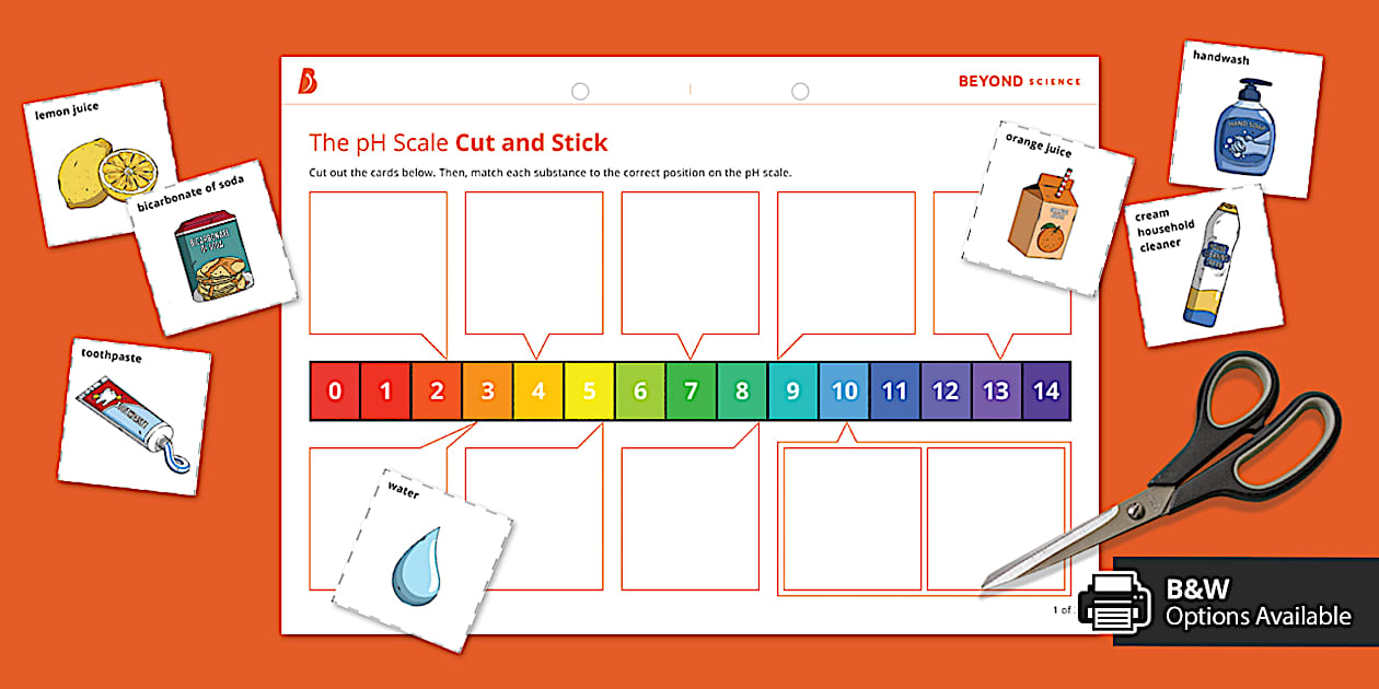 The pH Scale Cut & Stick Worksheet | KS3 Chemistry | Beyond
