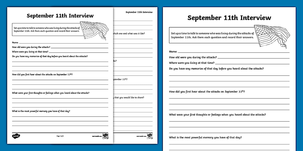 9/11 Interview Questions | 3rd - 5th Grade | Twinkl USA