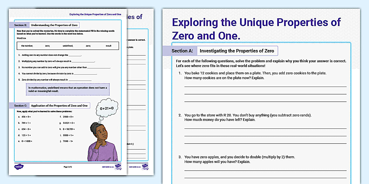 Exploring the Properties of Zero and One Activity Sheet