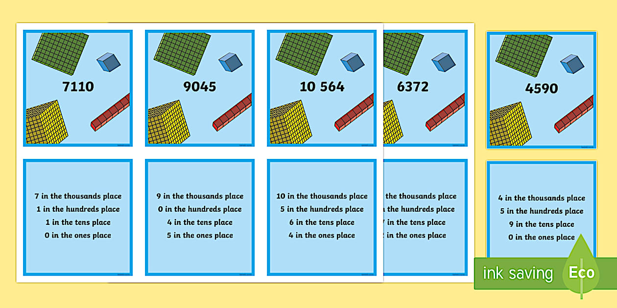 Place Value up to 10 000 Matching Cards