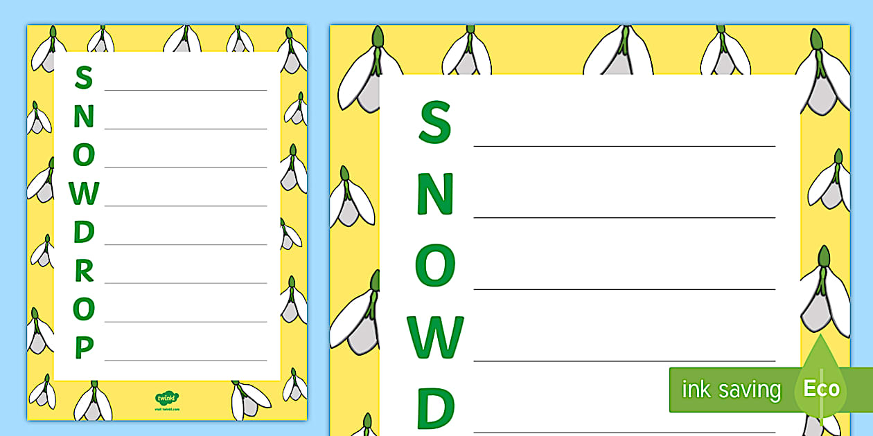 Snowdrop Acrostic Poem (teacher made) - Twinkl