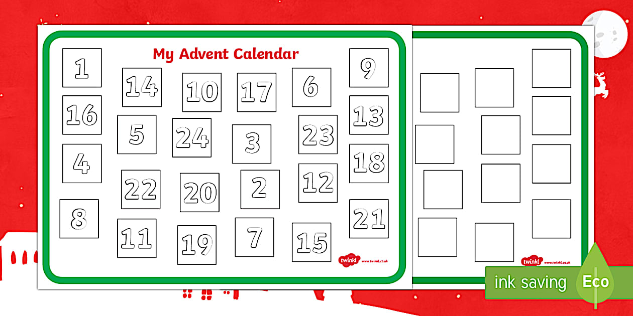 Christmas Advent Calendar Worksheet | Early Years/Primary