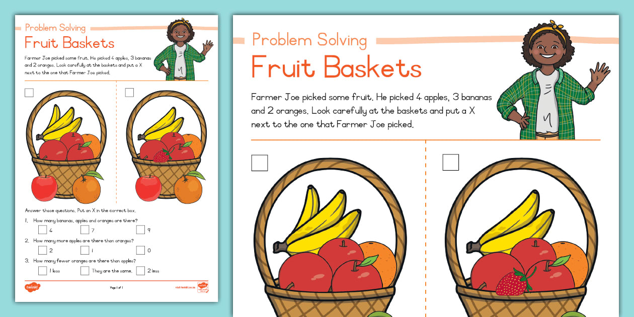 Grade R Problem Solving - Fruit Baskets - Twinkl