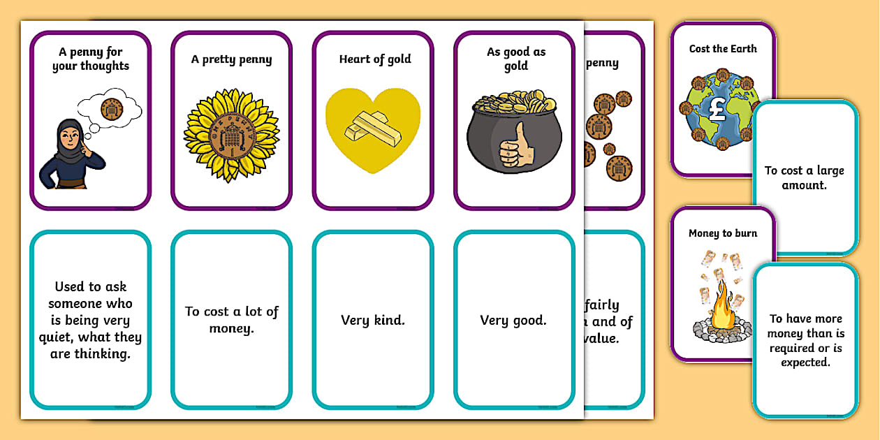 Money Idioms Matching Cards (teacher made) - Twinkl