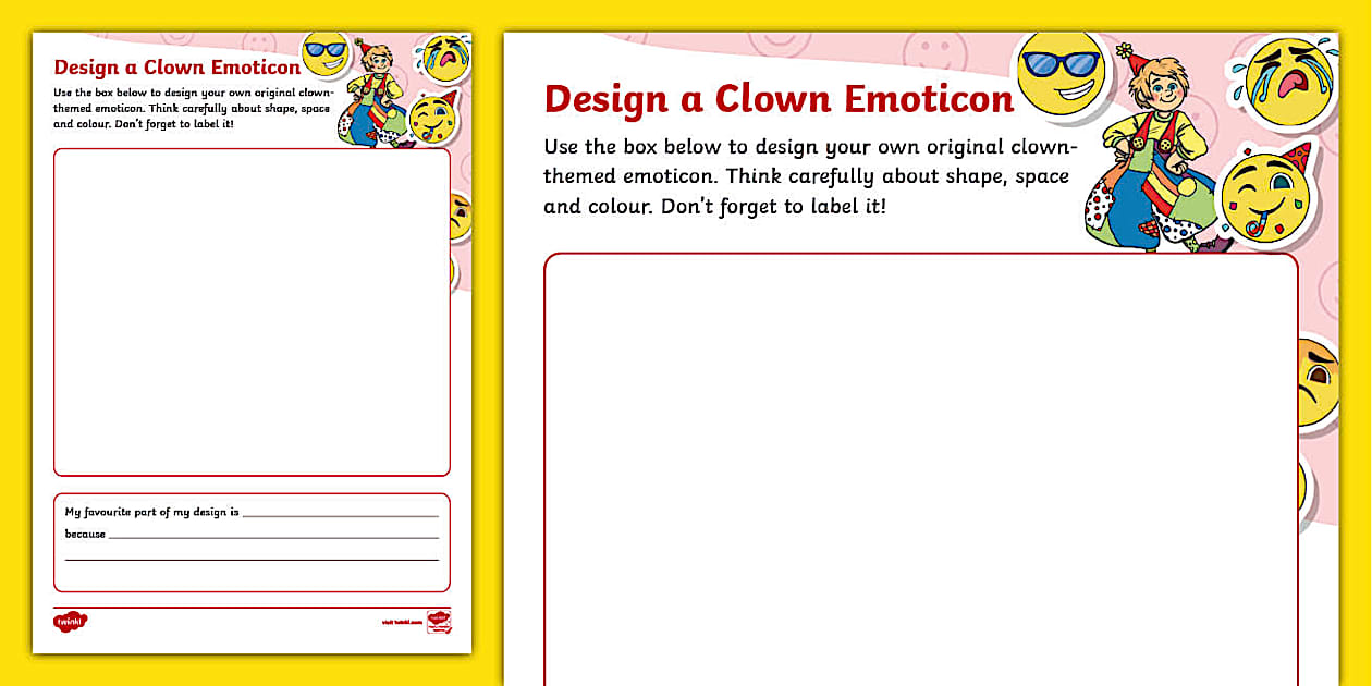 Design Your Own Clown Emoticon Activity Sheet (teacher made)