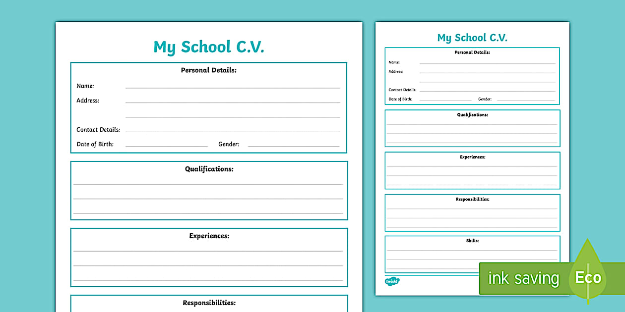 Cursive Curriculum Vitae Template (teacher made) - Twinkl