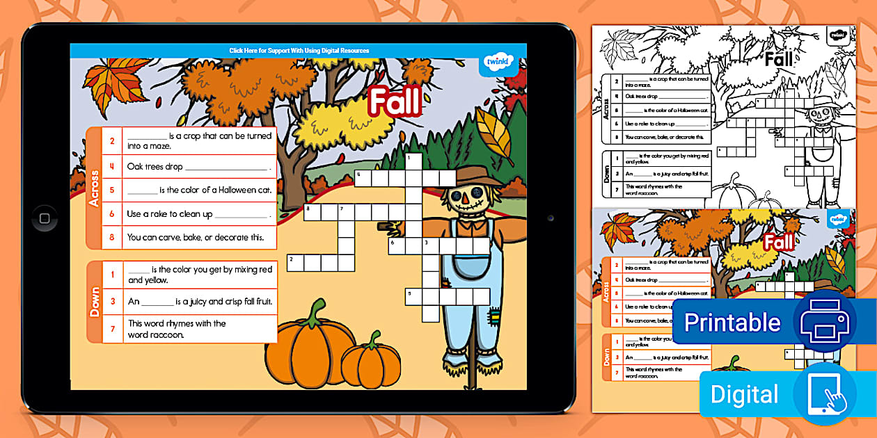 Fall Crossword Puzzle for K-2nd Grade | Twinkl USA