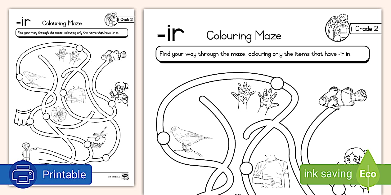 Grade 2 Phonics: Colouring Maze -ir (Teacher-Made) - Twinkl