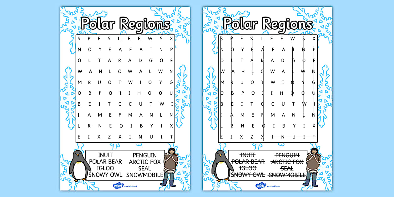 Polar Regions Wordsearch (teacher made) - Twinkl
