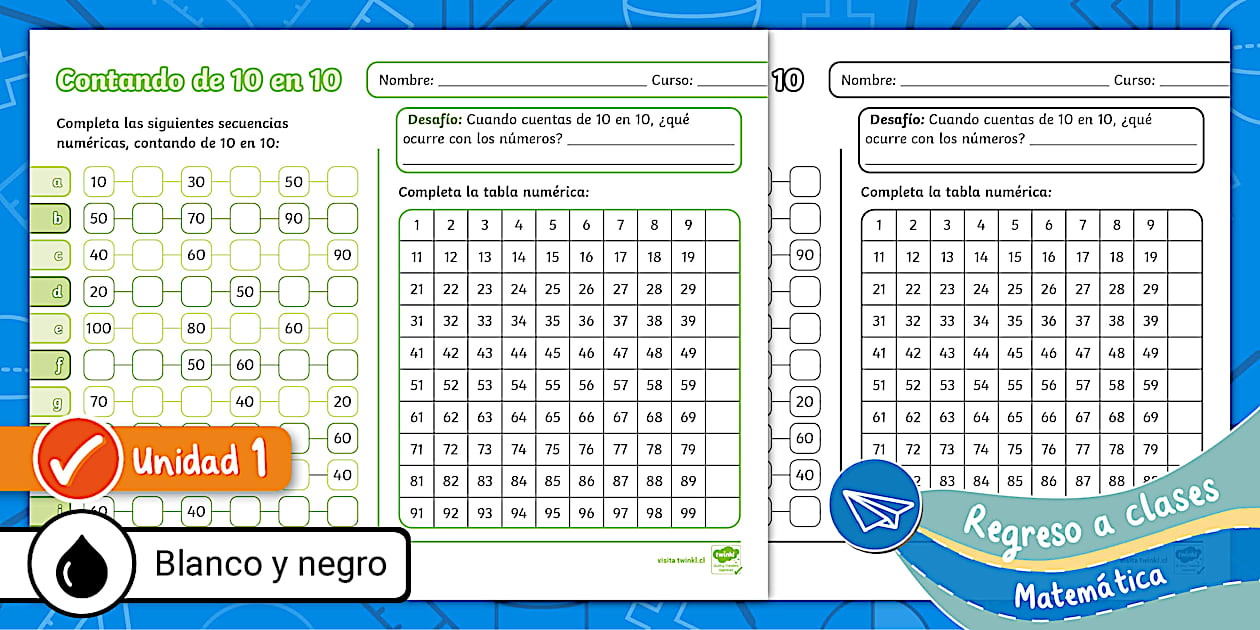 Guía de Trabajo: Conteo de 10 en 10 (Hecho por educadores)