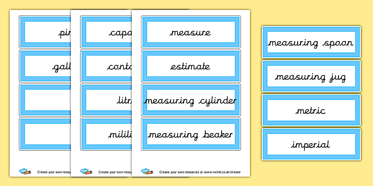 Capacity Vocabulary Cards for KS1 Science (teacher made)