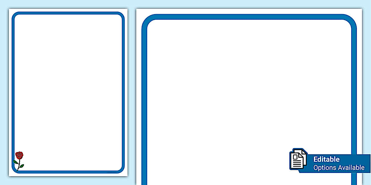 Simple Blank Printable Rose Page Border | Page Borders