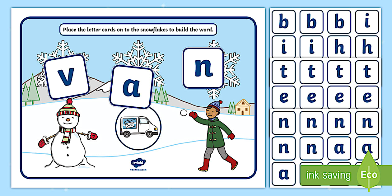 Snowflake CVC Word Building Activity (teacher made) - Twinkl
