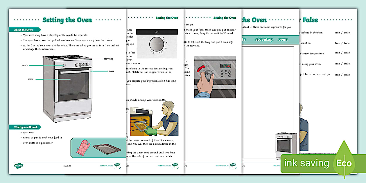 Setting the Oven Information and Activity Sheets - Twinkl