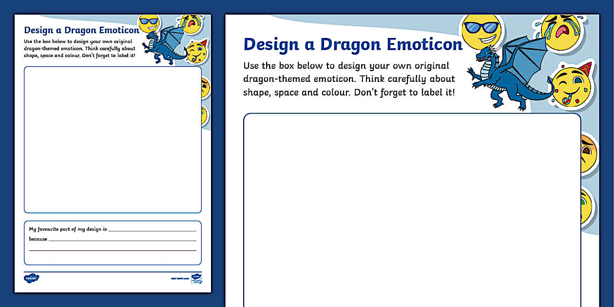 Design Your Own Dragon Emoticon Activity Sheet - Twinkl