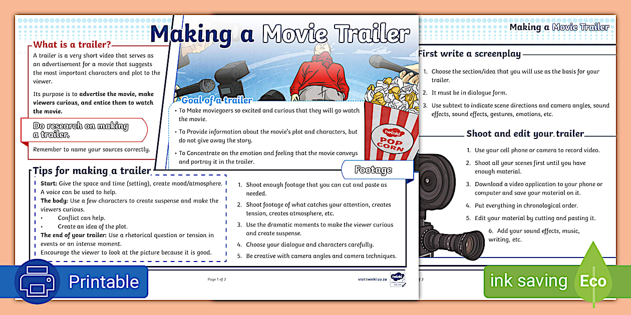 Movie Trailer English Grade 9 Project (teacher made)