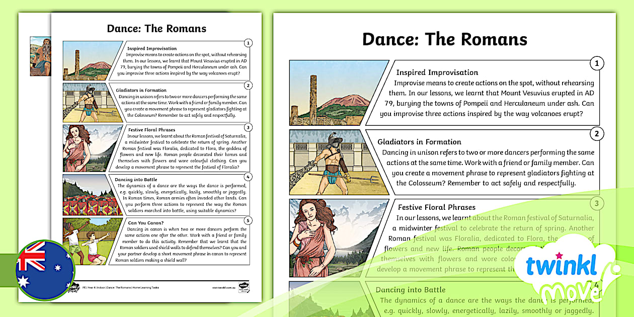 Twinkl Move PE – Year 4 Dance: Romans – Home Learning Tasks