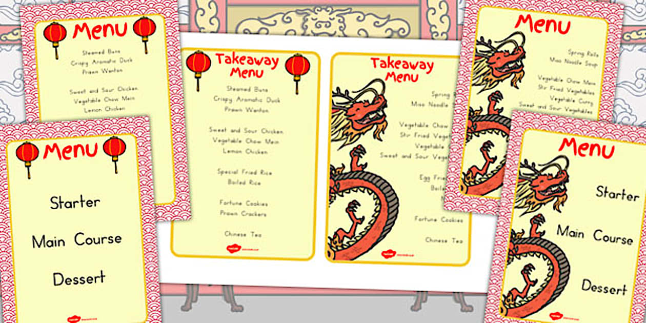 Black and White Chinese Restaurant Menus (teacher made)