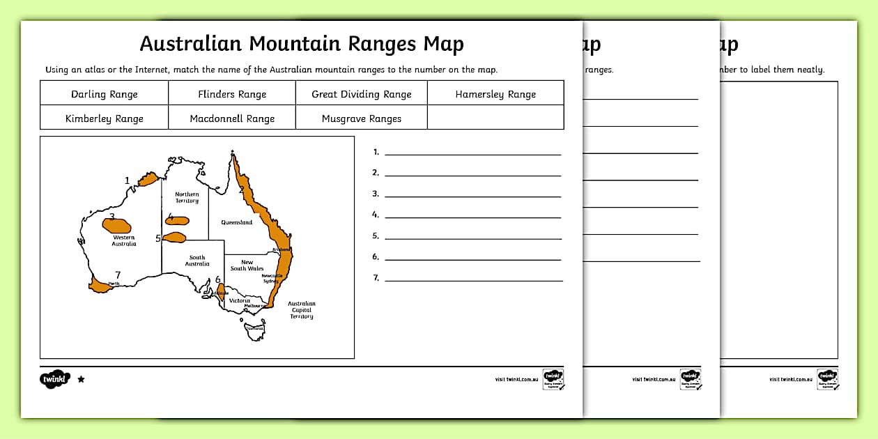 Australian Mountain Ranges Map - Mountain Map Of Australia