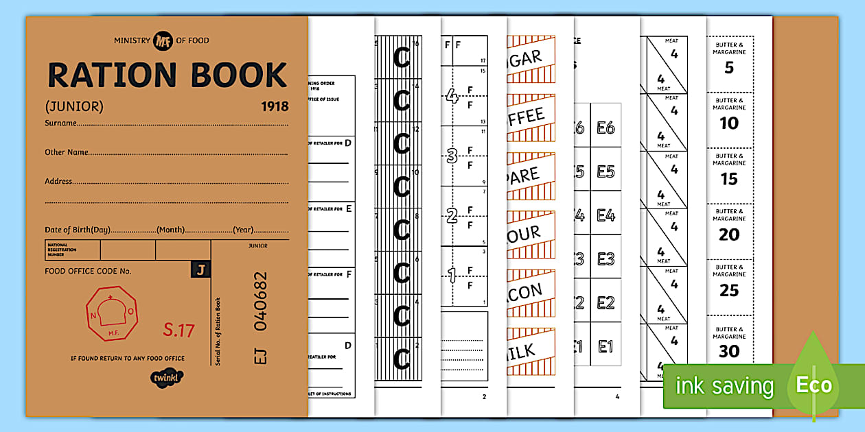 First World War Ration Book Booklet - Wartime Ration Booklet
