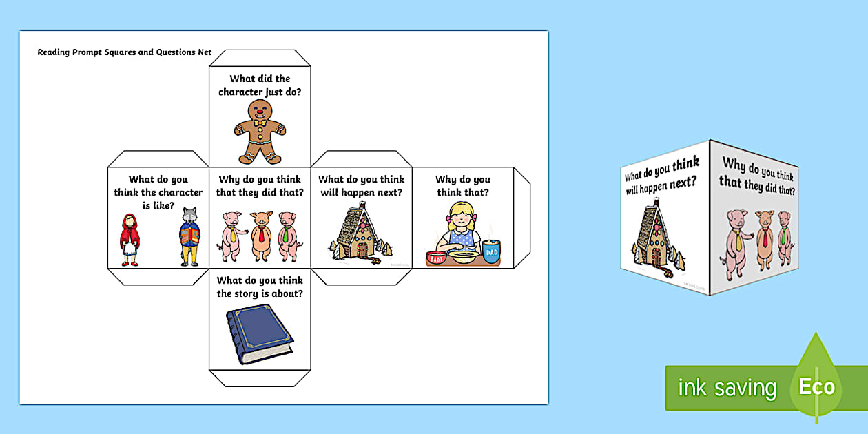 Reading Prompt Squares and Questions Net Activity - Twinkl